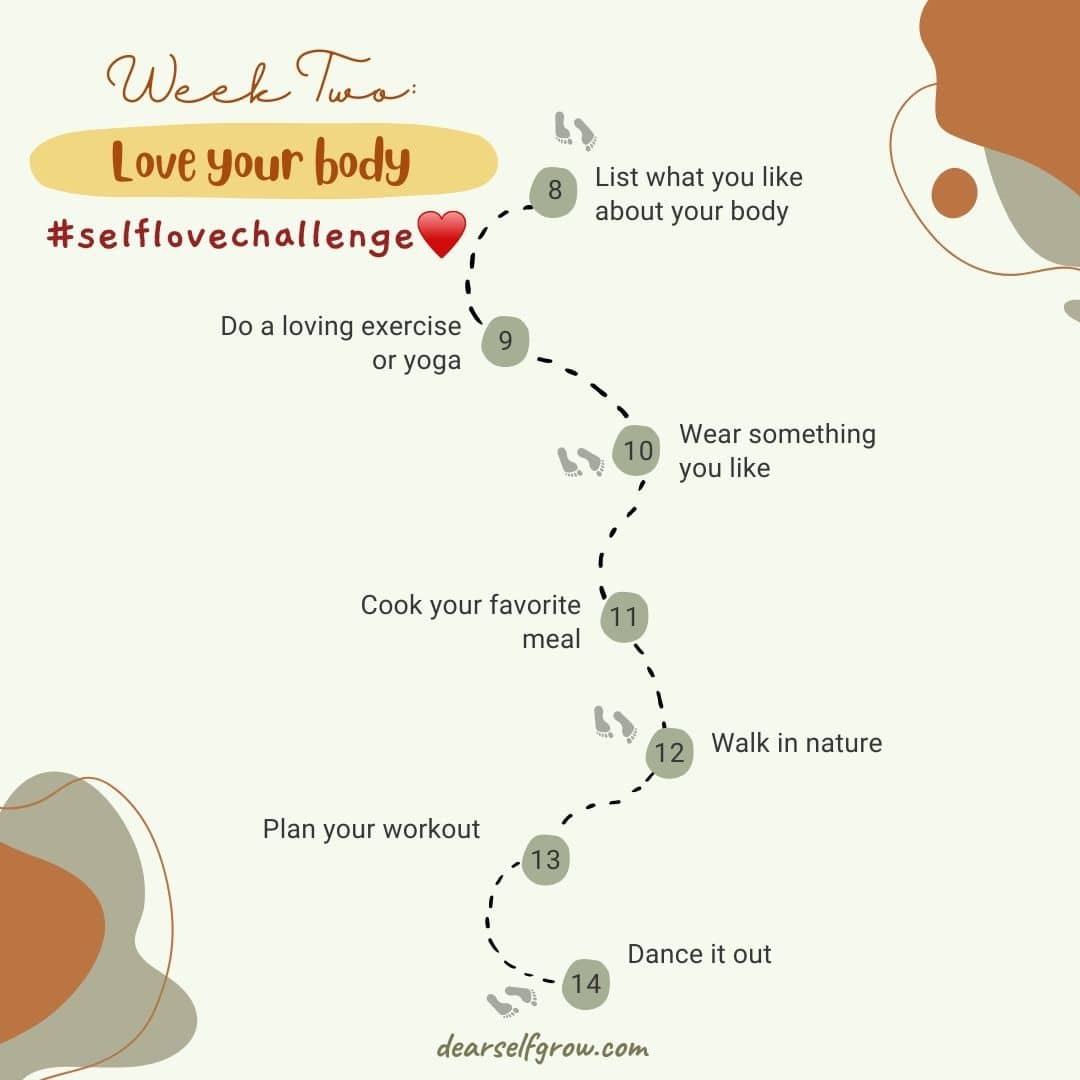 30-Day Self-love Challenge - Love Yourself More. - Dear Self, Grow.